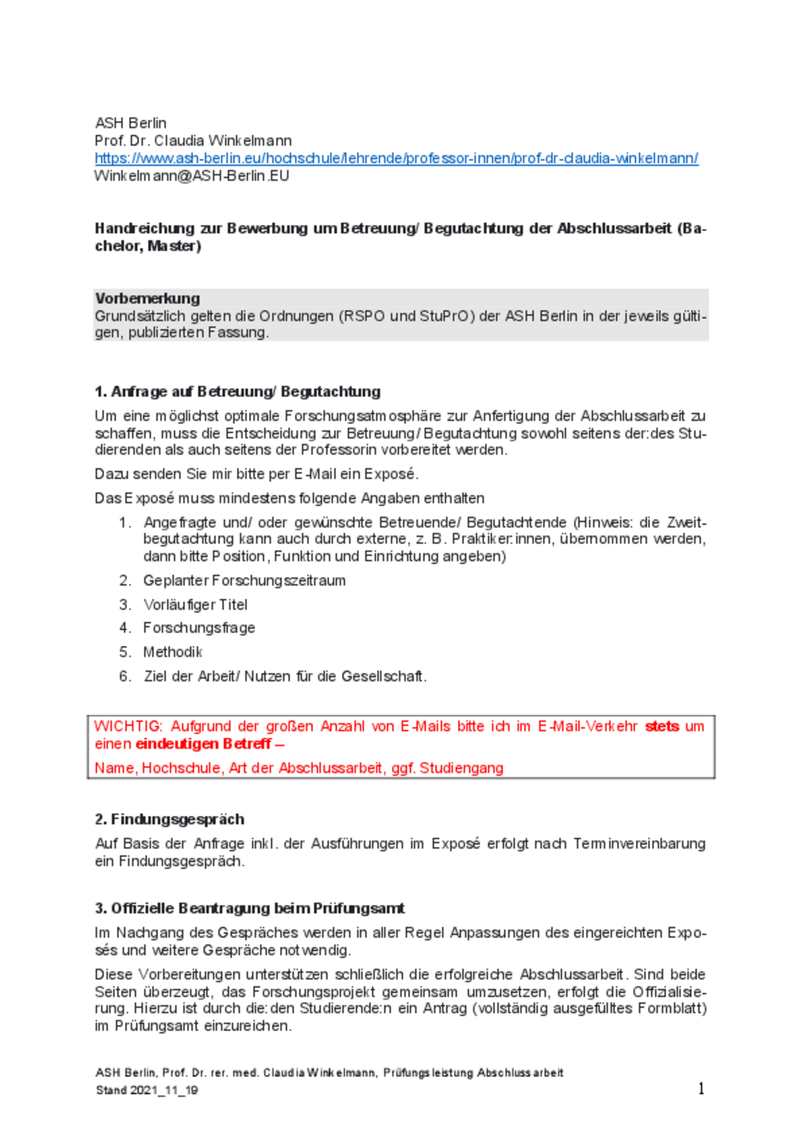 Prof. Dr. Claudia Winkelmann | ASH Berlin