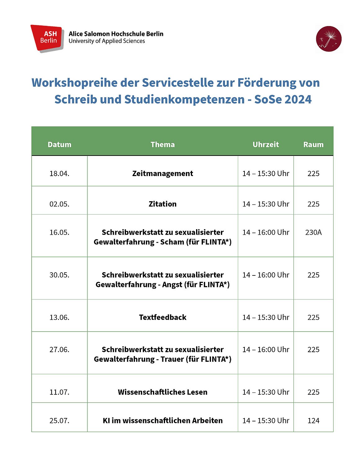 Unsere Angebote | ASH Berlin